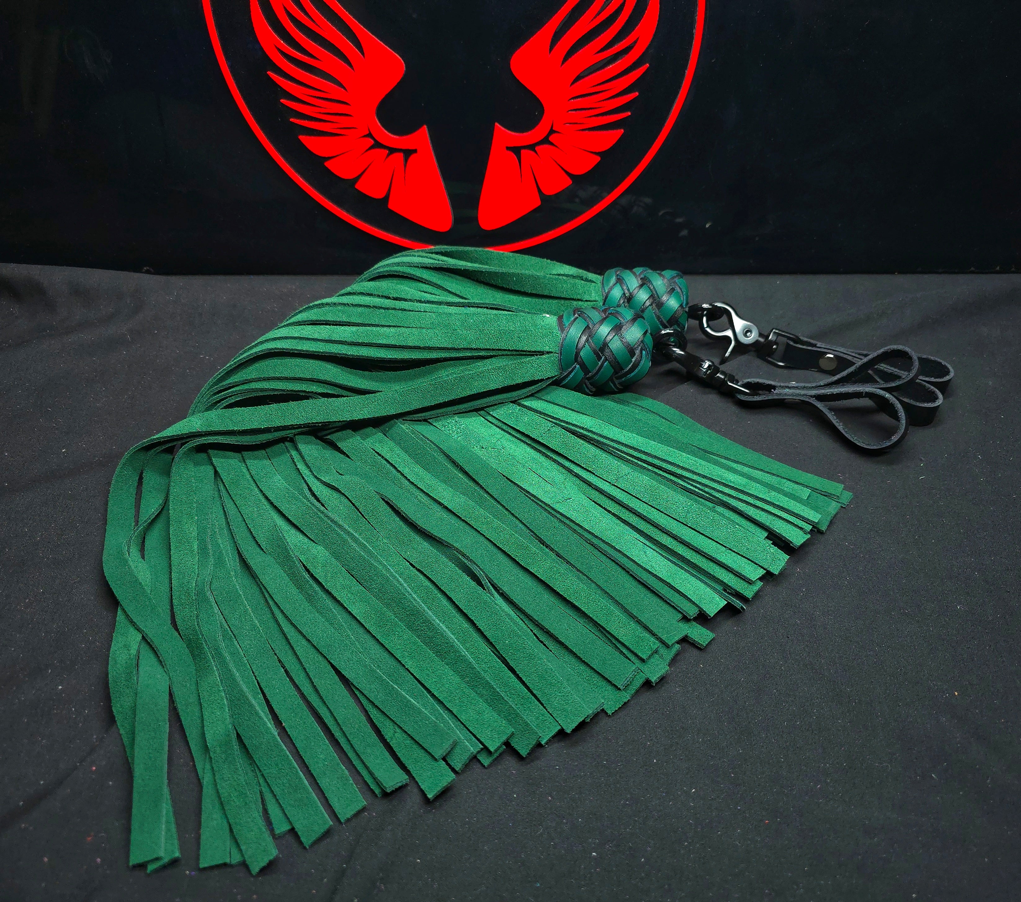 Hunter Green Suede Finger Floggers- In Stock – Firebird Leather