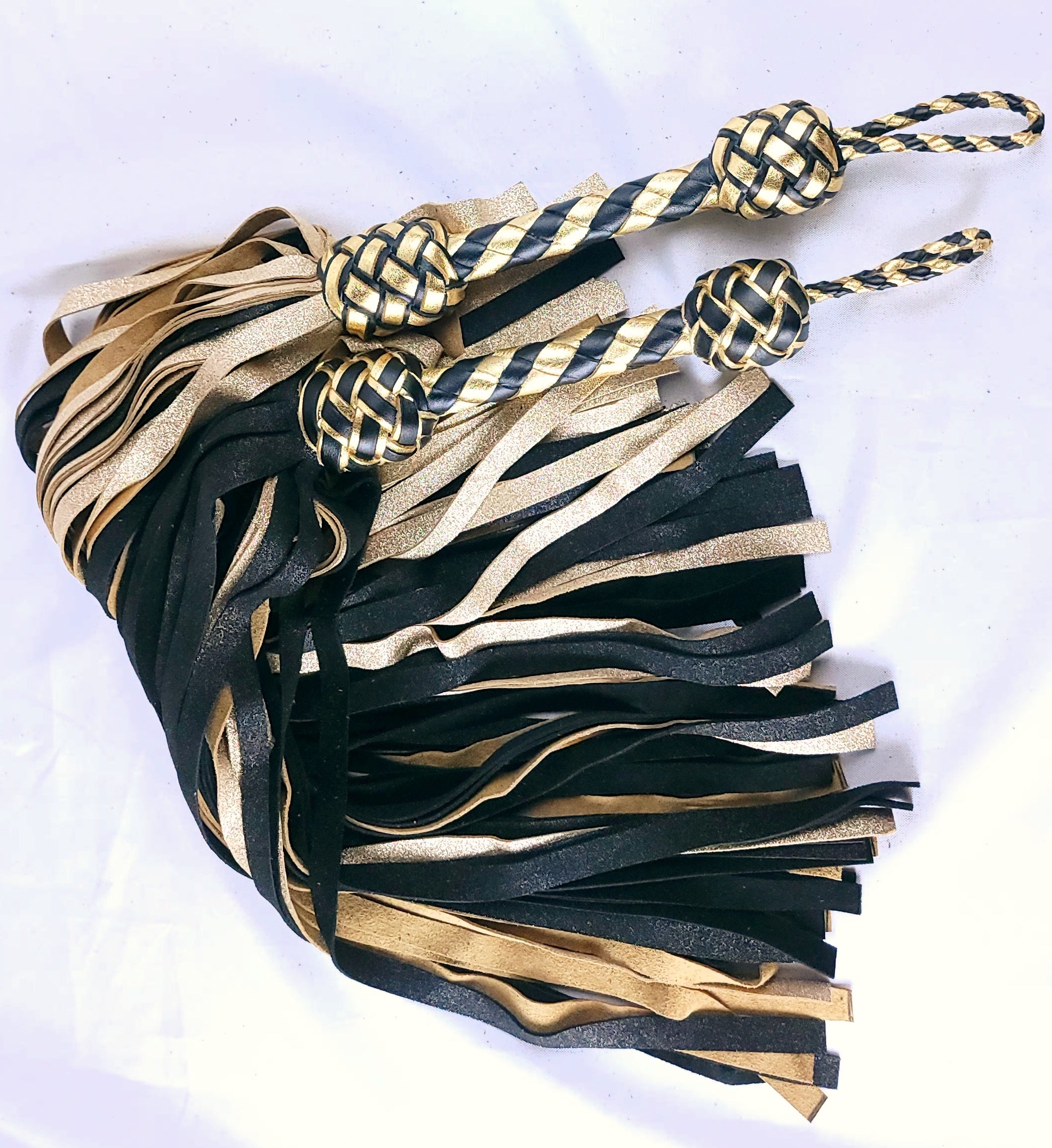 Black and Gold Mop Floggers- Pair - Made to Order – Firebird Leather