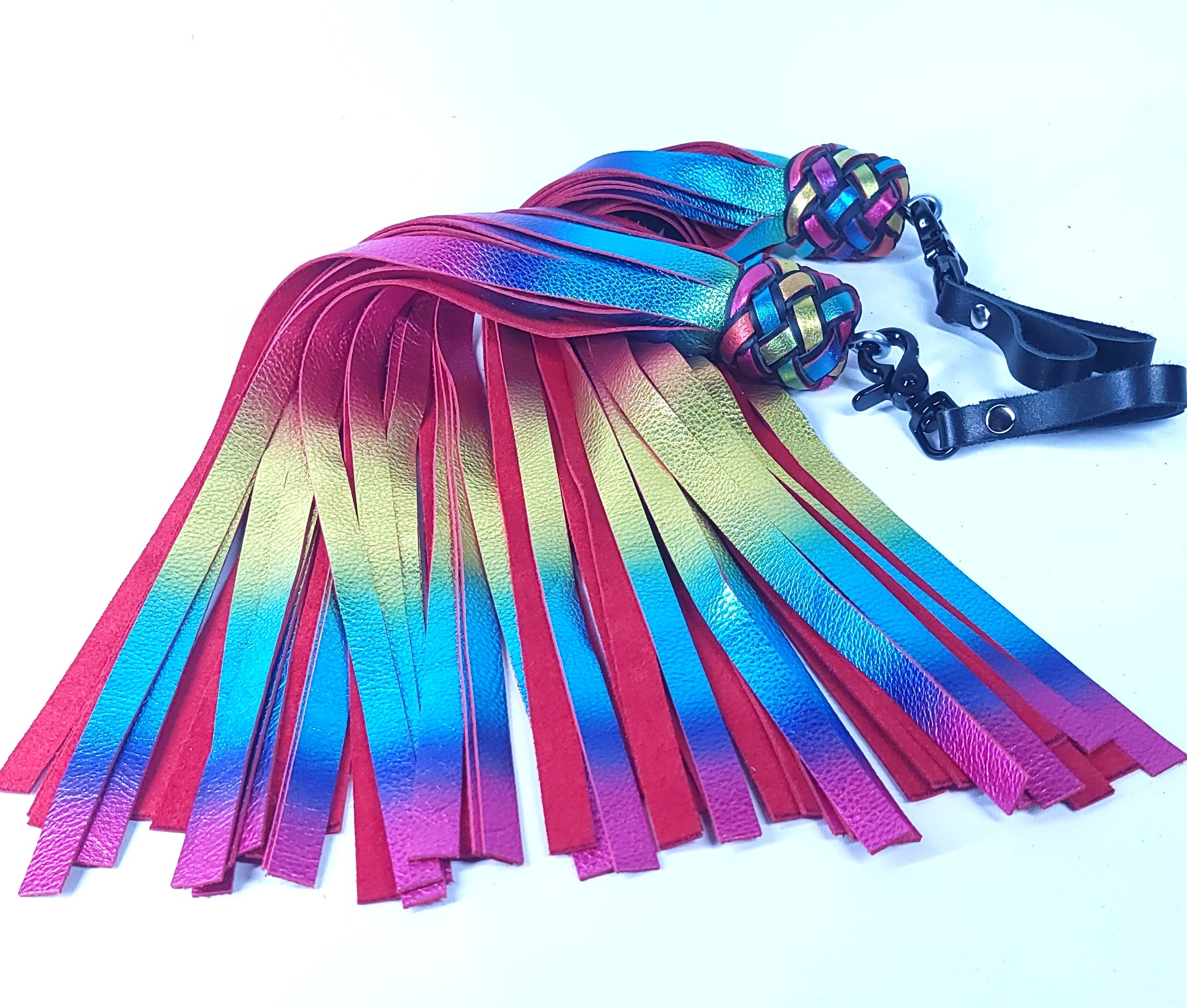 Rainbow Finger Floggers- Made to Order – Firebird Leather