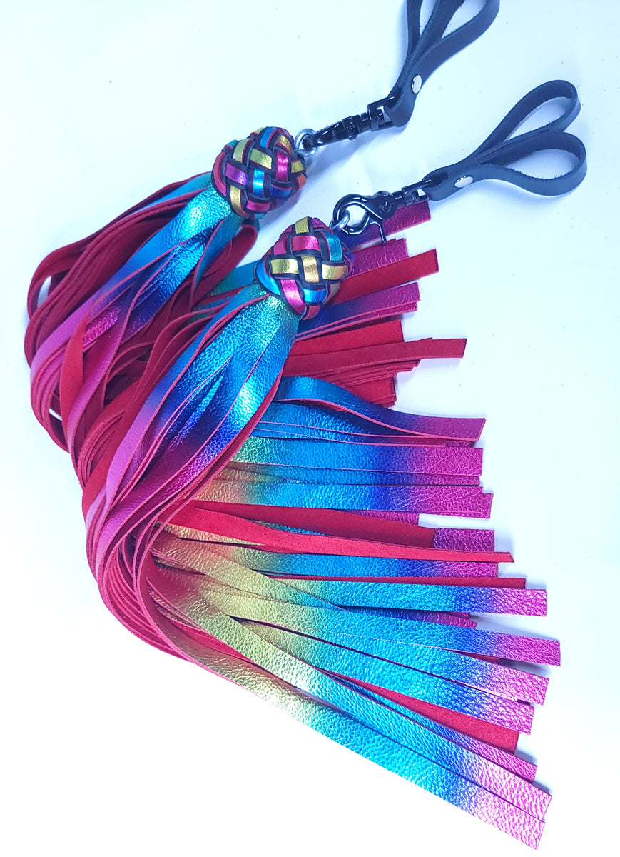 Rainbow Finger Floggers- Made to Order – Firebird Leather