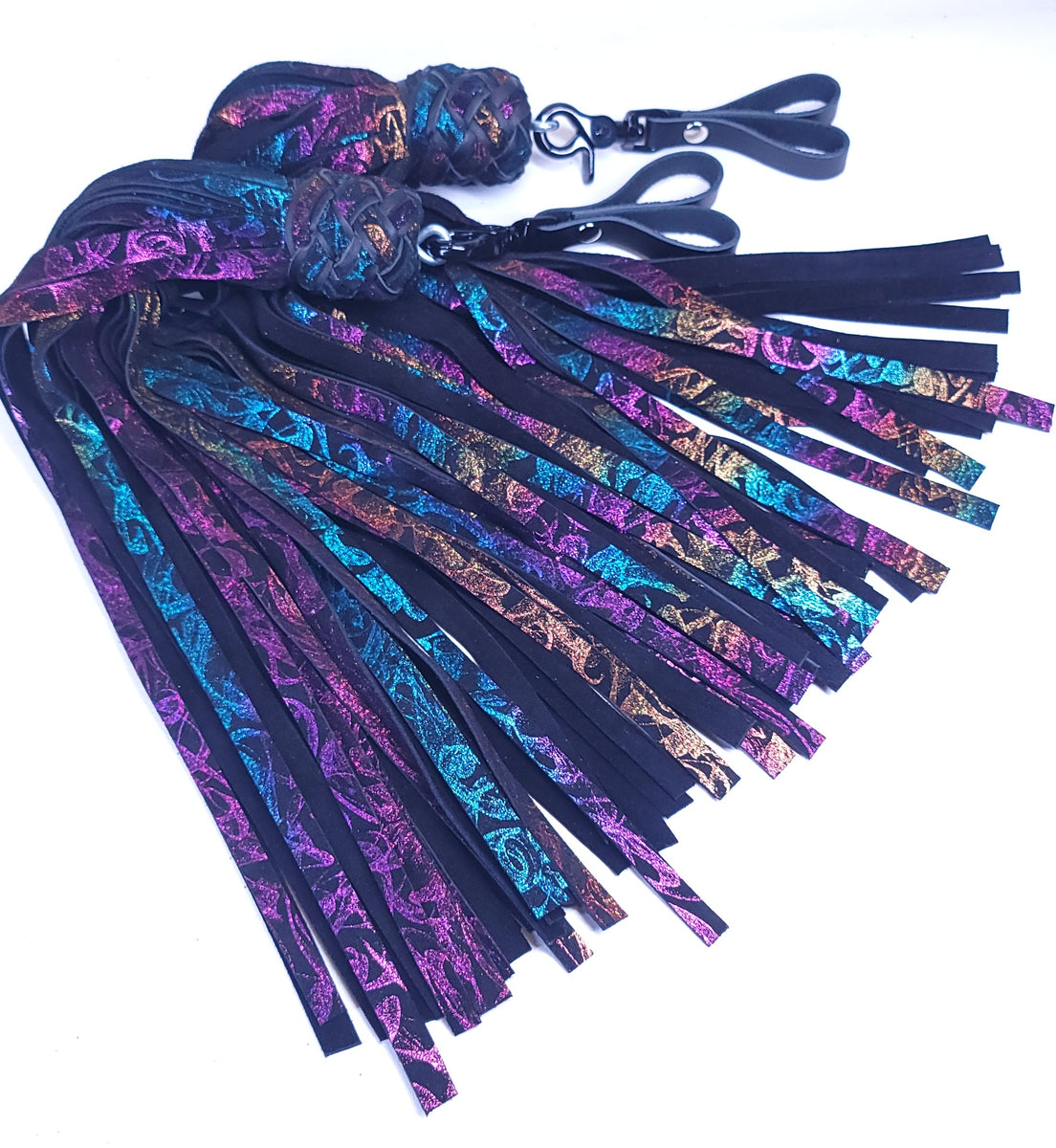 Dark Rainbow Finger Floggers- Made to Order – Firebird Leather